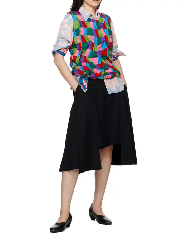 Comme Des Garçons Paneled Ruched Knitted Top