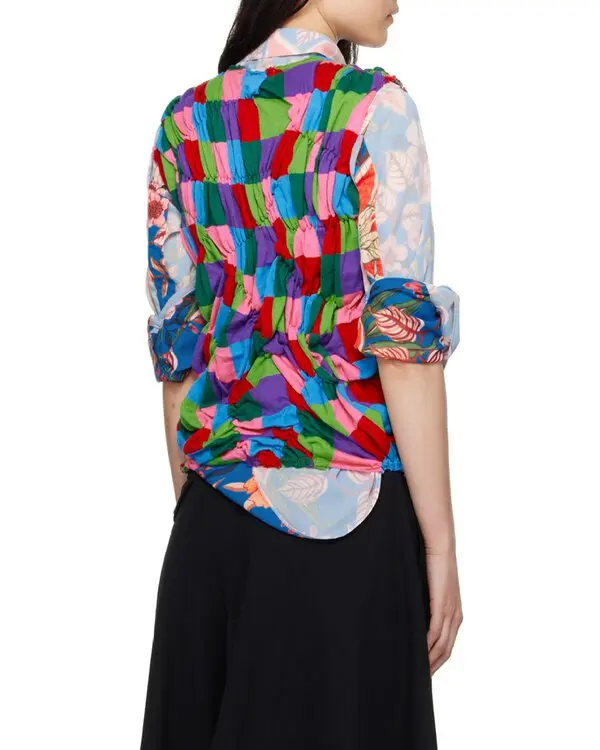 Comme Des Garçons Paneled Ruched Knitted Top