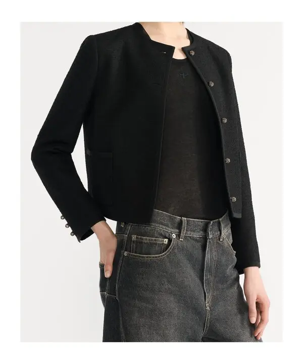Dior Cropped Jacket With Welt Pockets - Black