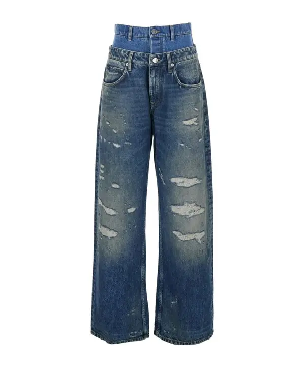 Dolce & Gabbana Double-waisted Wide-leg Jeans - Blue