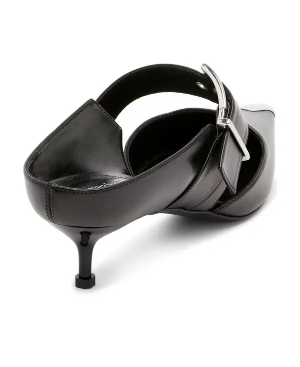 Alexander McQueen Punk Buckle Pointed Toe Mules - Black