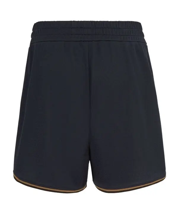 Fendi Elastic Waist Shorts With Pequin Stripe Trim