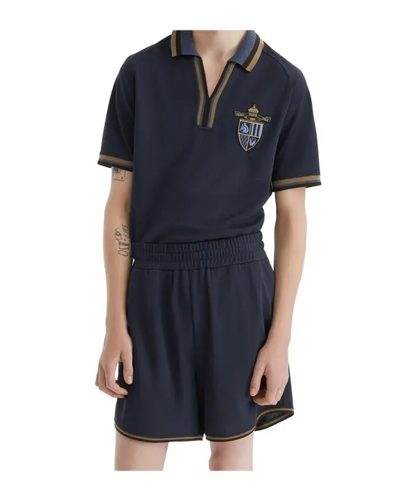 Fendi Elastic Waist Shorts With Pequin Stripe Trim