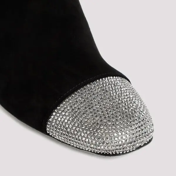 Rene Caovilla Embellished Pointed Toe Ankle Boots - Black