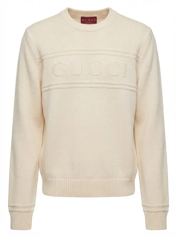 Gucci Logo Intarsia Knit Jumper - White