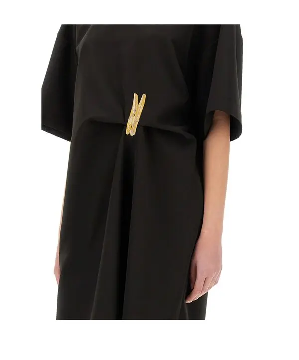 Moschino Round Neck Short Sleeve Dress With Gold Clothespin Detail
