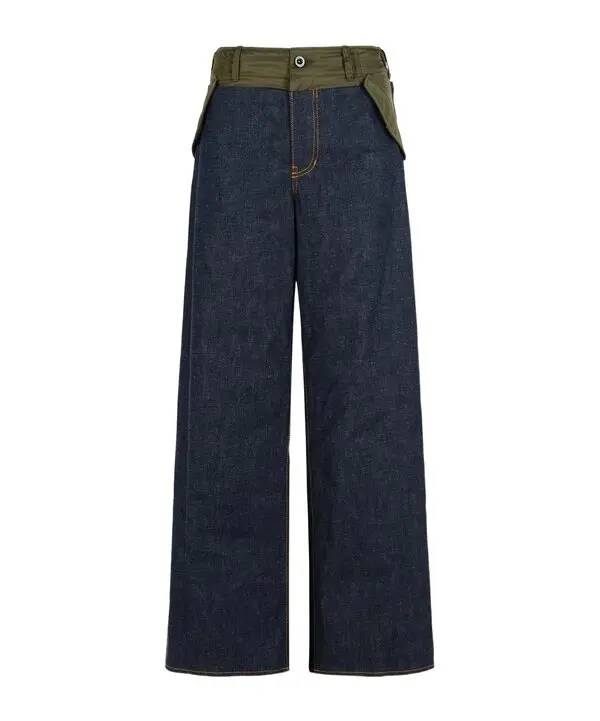 Sacai Wide Leg Denim Jeans - Black