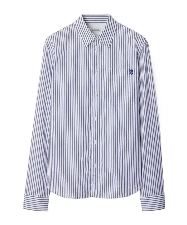 Burberry Logo Embroidered Striped Shirt