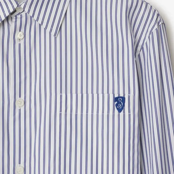 Burberry Logo Embroidered Striped Shirt