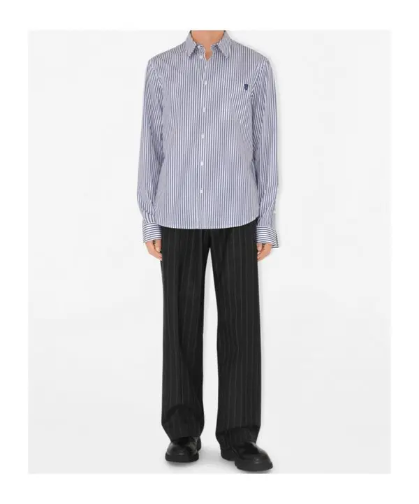 Burberry Logo Embroidered Striped Shirt