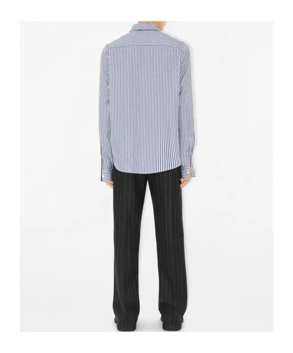Burberry Logo Embroidered Striped Shirt