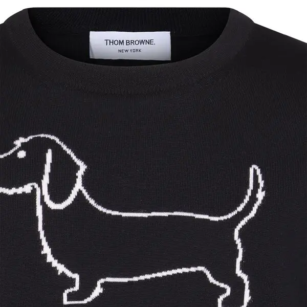 Thom Browne 4-bar Stripe Crewneck Jumper With Dachshund Motif