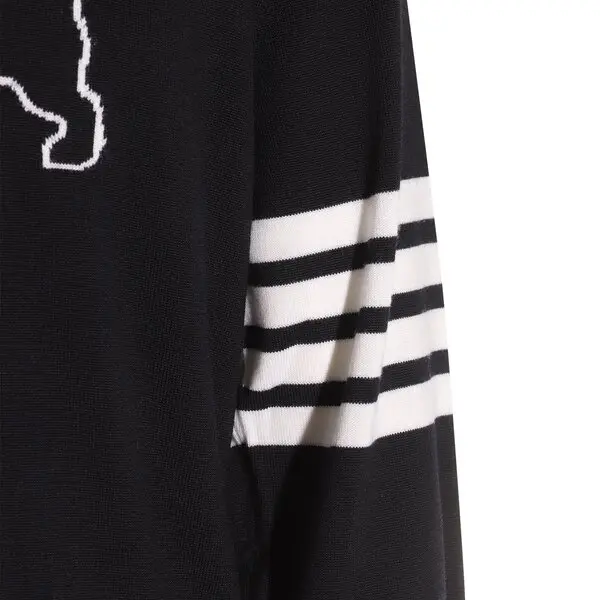Thom Browne 4-bar Stripe Crewneck Jumper With Dachshund Motif