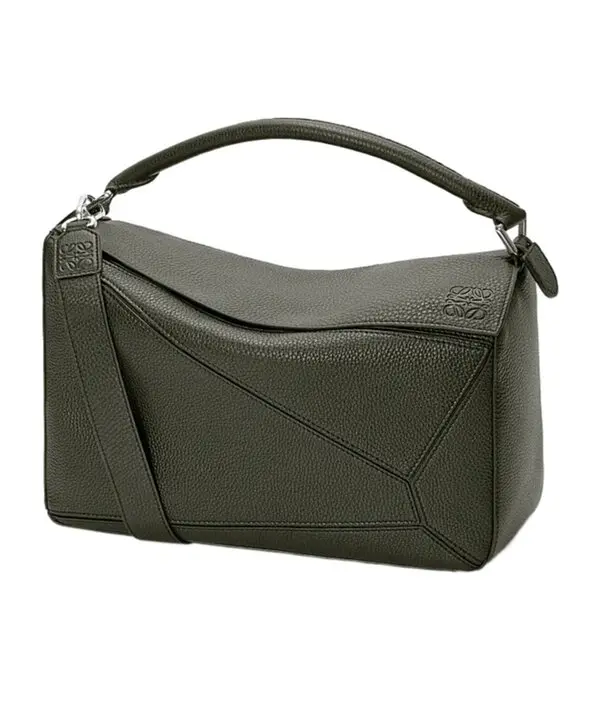 Loewe Large Puzzle Leather Shoulder Bag - Deep Khaki