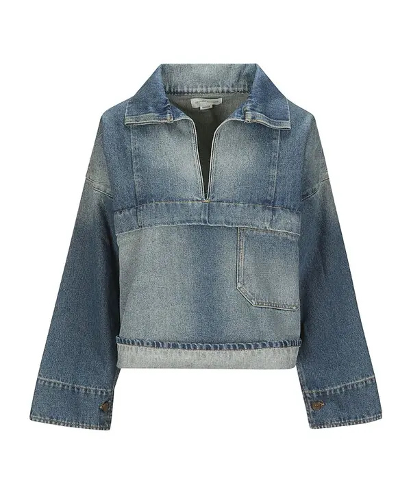 Victoria Beckham Half-zip Oversized Tunic Top - Blue
