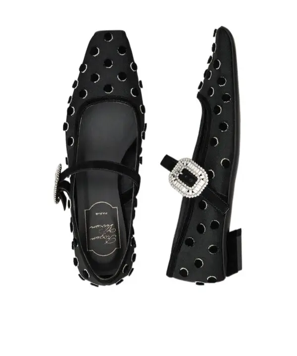 ROGER VIVIER Embellished Ballet Flats With Crystal Clasp