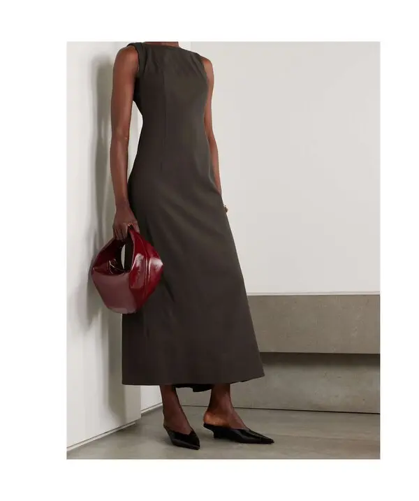 Brunello Cucinelli Bead-embellished Wool-blend Twill Maxi Dress