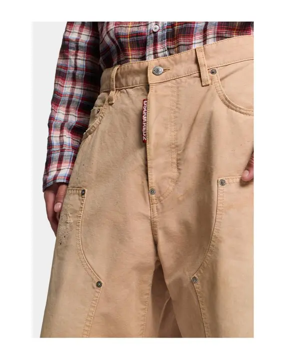 Dsquared2 Garment Dyed Baggy Carpenter Jeans - Light Brown