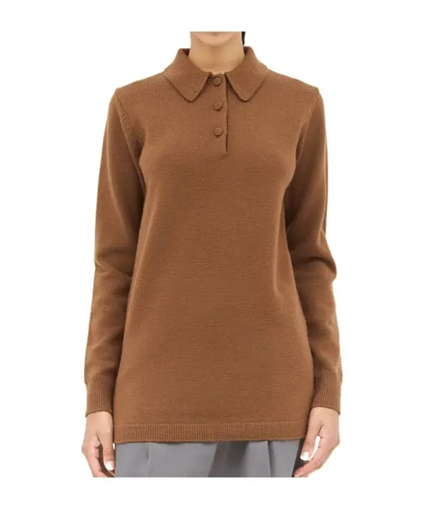 Dries Van Noten Ribbed Trim Knitted Polo Top - Brown