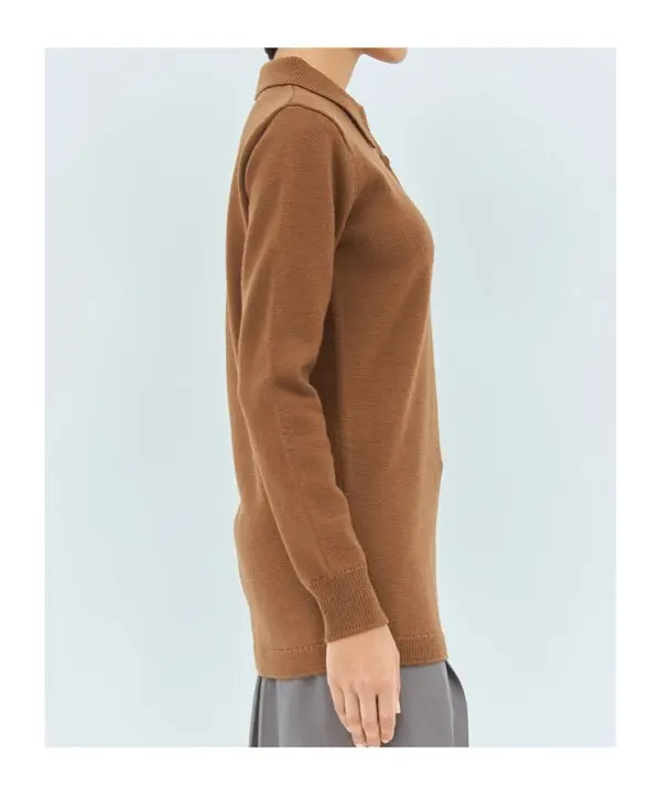 Dries Van Noten Ribbed Trim Knitted Polo Top - Brown