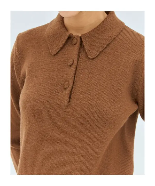 Dries Van Noten Ribbed Trim Knitted Polo Top - Brown