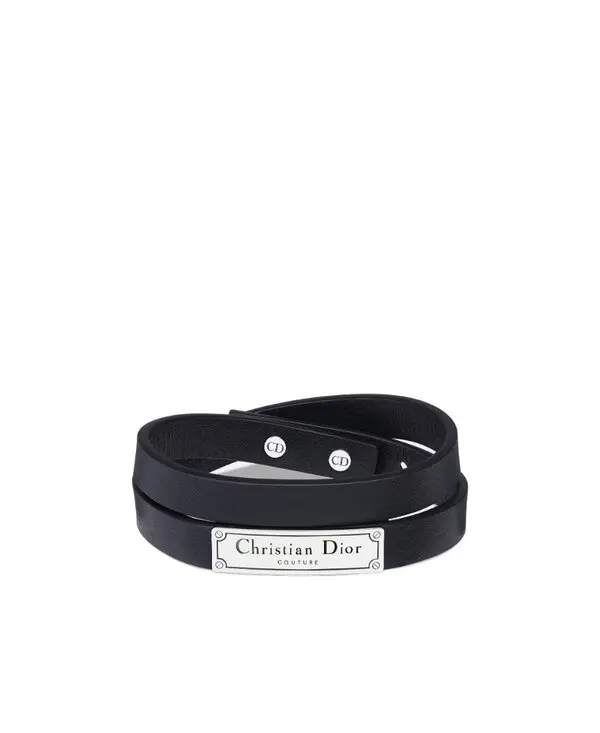 Dior Leather Double Bracelet - Black