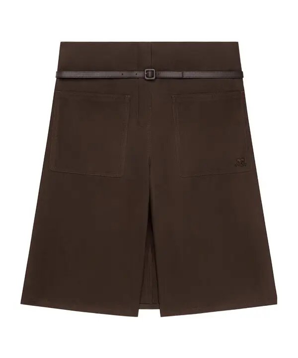 COURREGES Courrèges Belted Knee-length Bermuda Shorts - Chocolate
