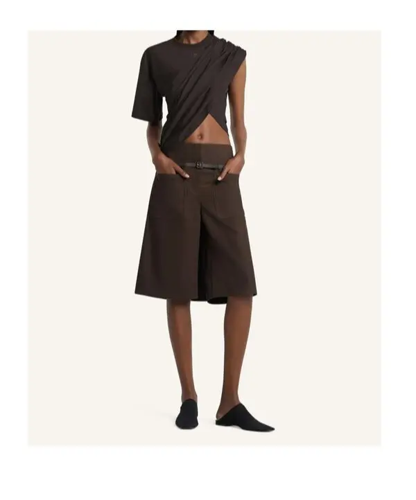 COURREGES Courrèges Belted Knee-length Bermuda Shorts - Chocolate
