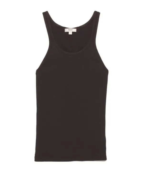 AGOLDE Sleeveless Ribbed Knit Tank Top - Black