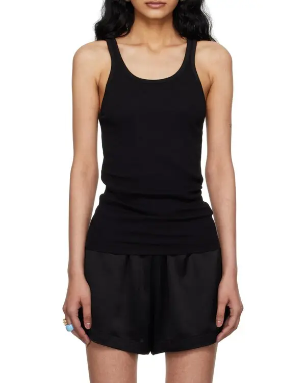 AGOLDE Sleeveless Ribbed Knit Tank Top - Black