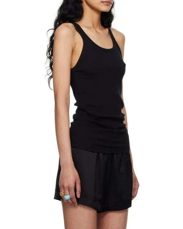 AGOLDE Sleeveless Ribbed Knit Tank Top - Black