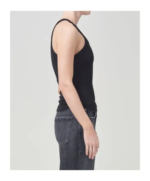AGOLDE Sleeveless Ribbed Knit Tank Top - Black