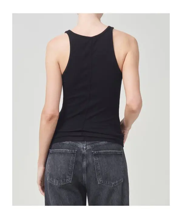 AGOLDE Sleeveless Ribbed Knit Tank Top - Black