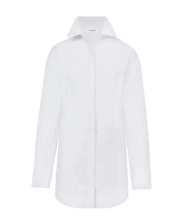 Alaïa Long-sleeved Poplin Shirt Dress - White