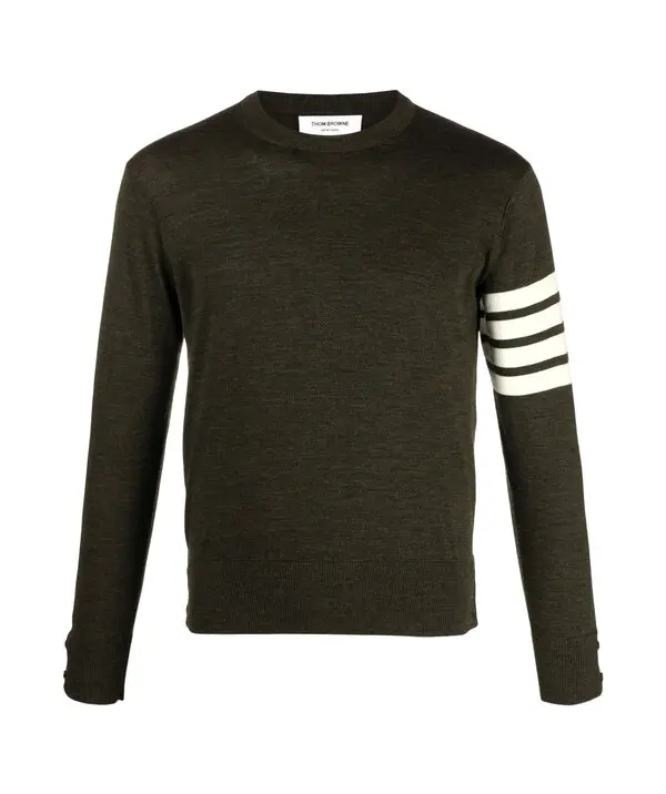Thom Browne 4-bar Knitted Crewneck Jumper - Dark Green