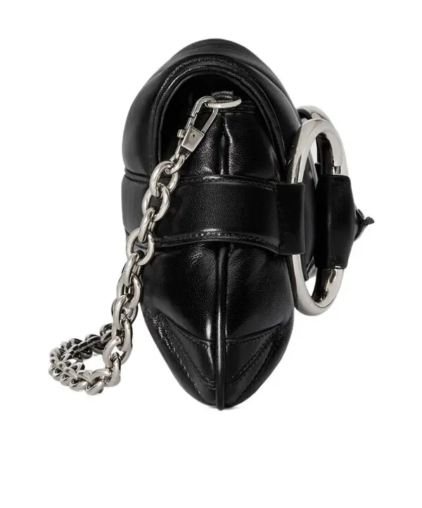 Gucci Horsebit Plaque Shoulder Bag - Black