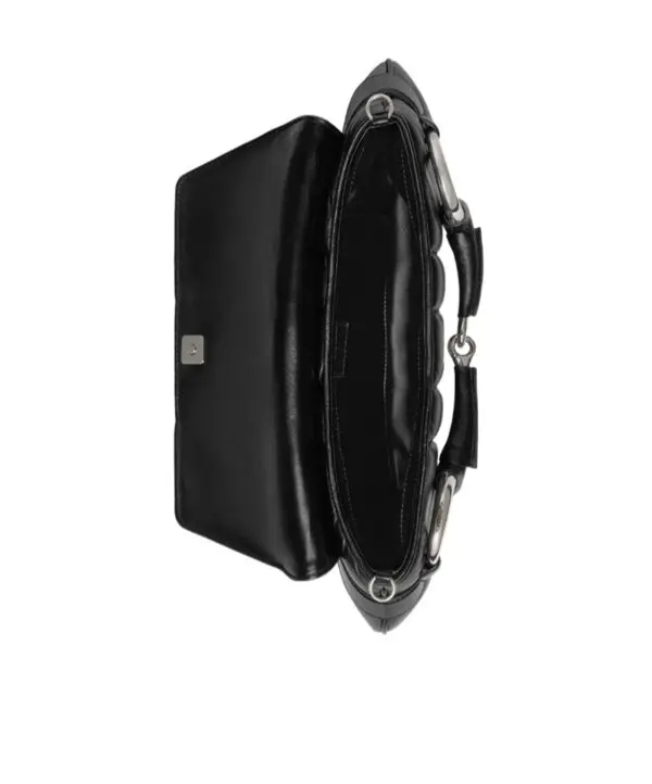 Gucci Horsebit Plaque Shoulder Bag - Black