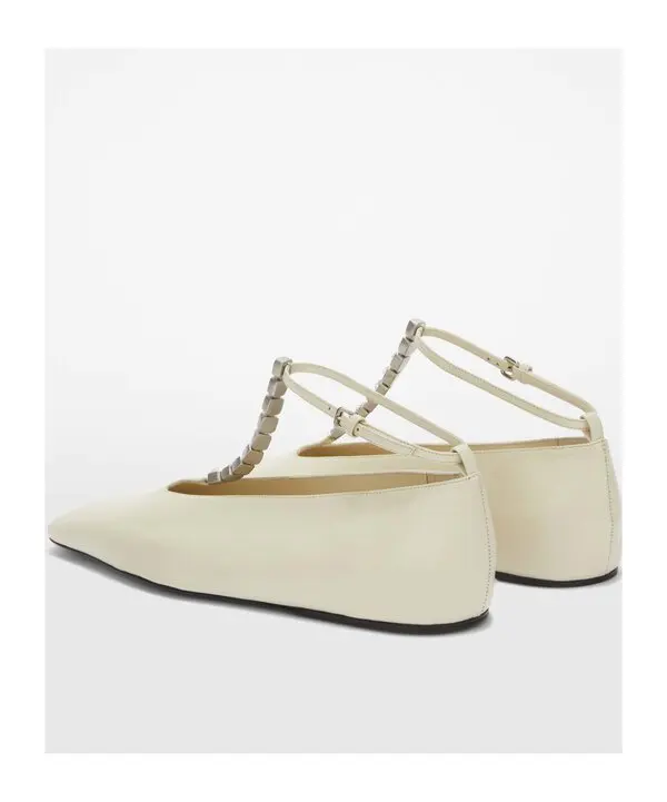 JIL SANDER Embellished Ankle Strap Ballerina Flats - Nude