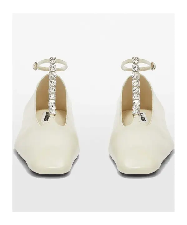 JIL SANDER Embellished Ankle Strap Ballerina Flats - Nude