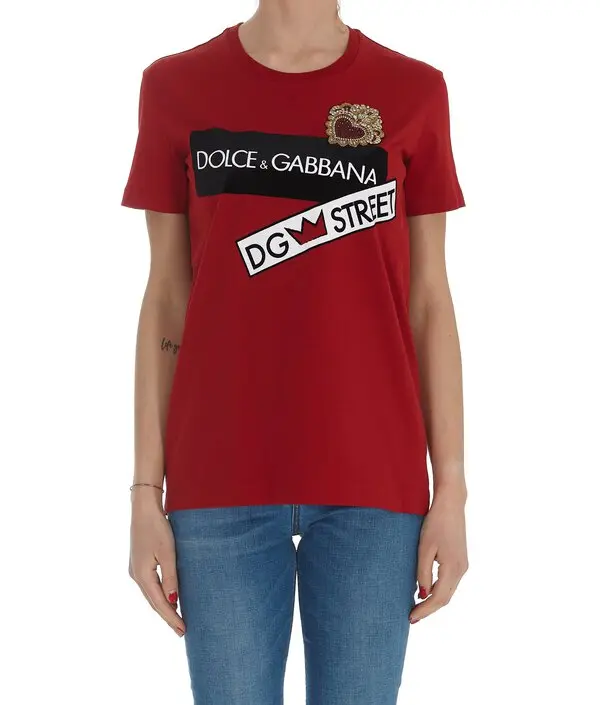 Dolce & Gabbana Embellished Logo Print T-shirt