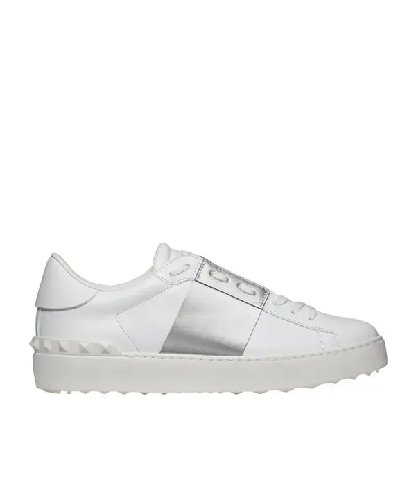 Valentino Garavani Open Sneaker With Metallic Stripe - White