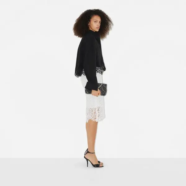 Burberry Macrame Lace Midi Skirt - White