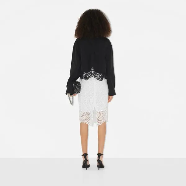 Burberry Macrame Lace Midi Skirt - White