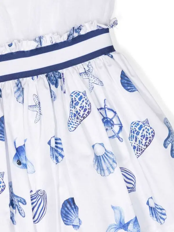 Monnalisa Sea Life-print Flared Cotton Dress