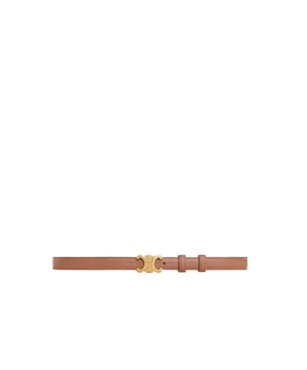 Celine Small Triomphe Belt In Taurillon Leather - Brown