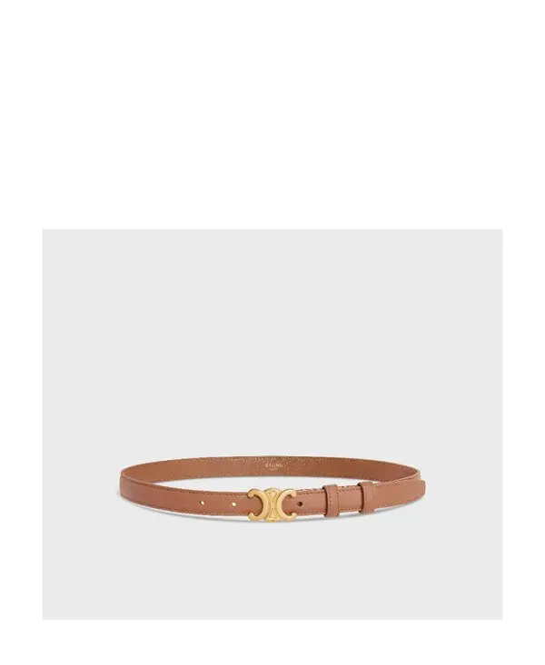 Celine Small Triomphe Belt In Taurillon Leather - Brown