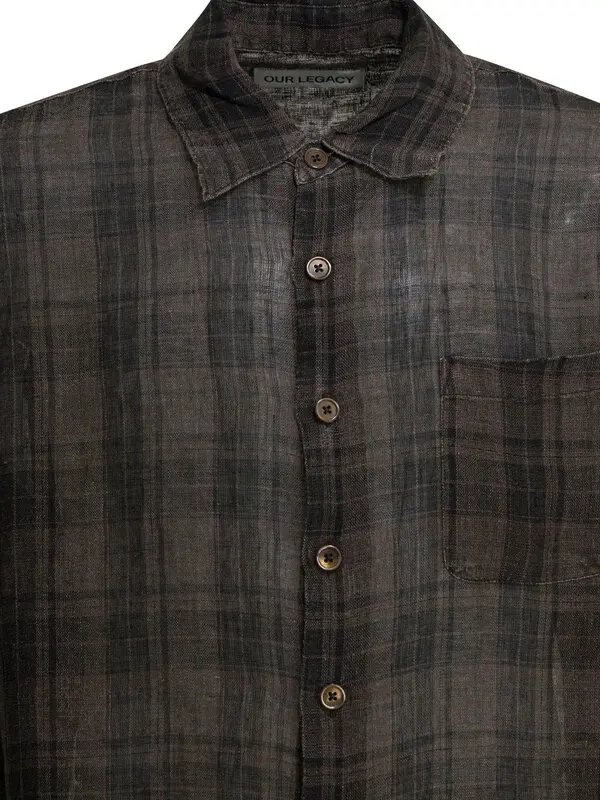 Our Legacy Above Long Sleeved Checked Shirt - Black