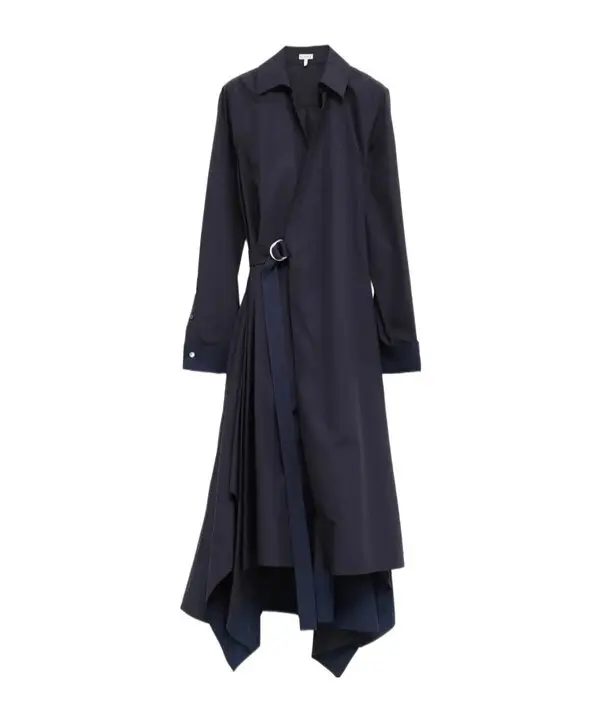 Loewe Layered Belted Midi Dress With Contrasting Panels - Black
