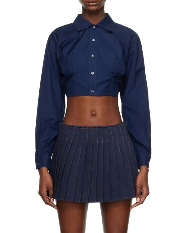 Ami Long Sleeve Cropped Shirt - Black