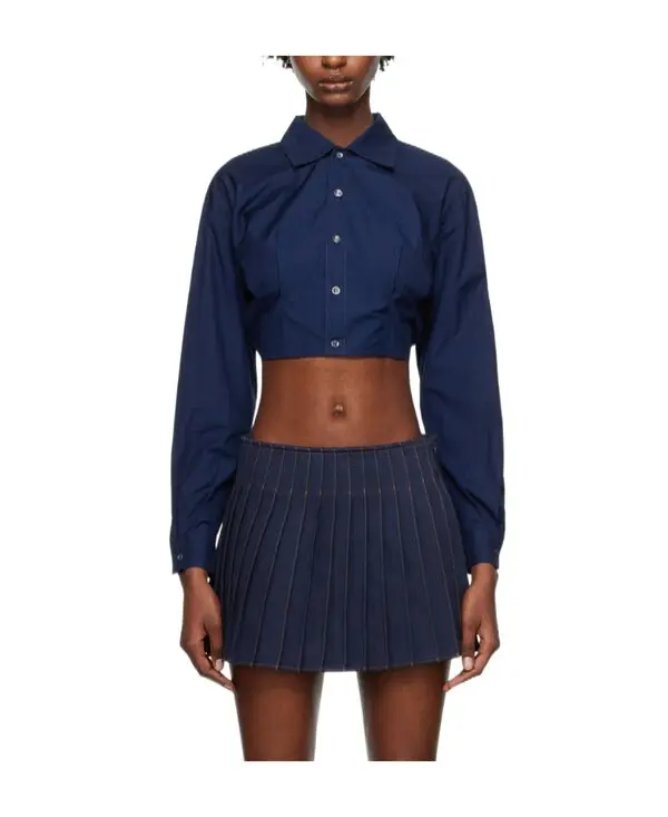 AMI Paris Long Sleeve Cropped Shirt